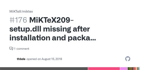 Miktex209 Setupdll Missing After Installation And Package Update