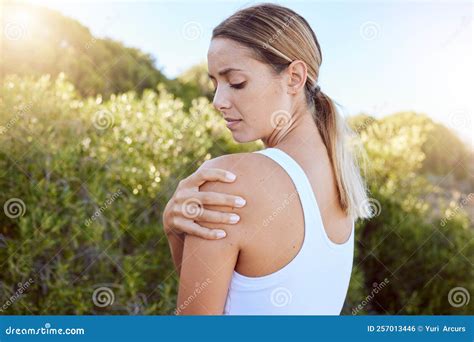 Arm Injury Shoulder Pain And Muscle Problem Of Woman Runner And
