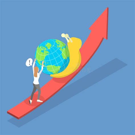 3d Isometric Flat Vector Illustration Of Global Economic Slowdown Stock