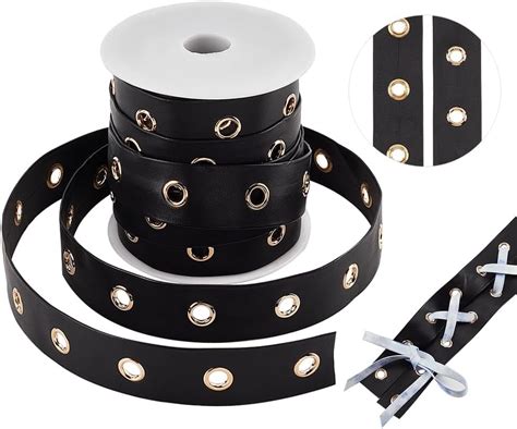 9 Yards Eyelet Trim With Grommets 24mm Black Imitation Leather Eyelet