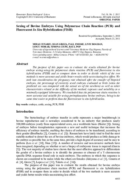 Pdf Sexing Of Bovine Embryos Using Polymerase Chain Reaction Pcr