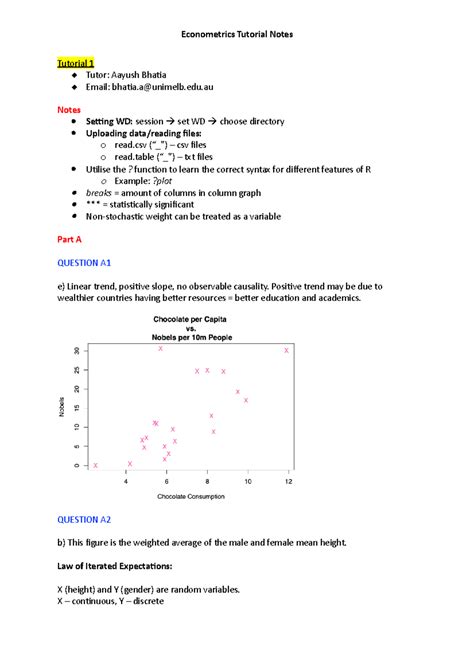 Econometrics Tutorial Notes Econometrics Tutorial Notes Tutorial 1