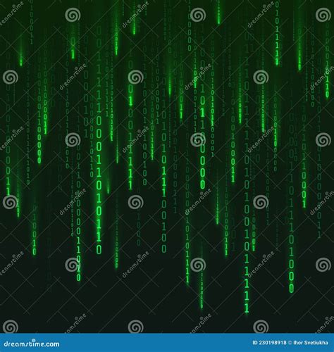 Numbers Matrix Generated Digital Virtual Reality Visualization Green