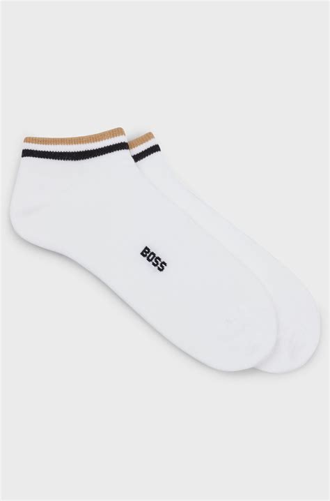 Boss 시그니처 스트라이프 커프스 앵클 삭스 2켤레 세트 화이트