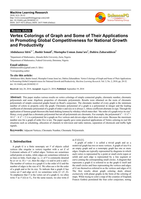 PDF Vertex Colorings Of Graph And Some Of Their Applications In Promoting Global