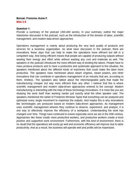asynchronous task operations management podcast reflection pdf