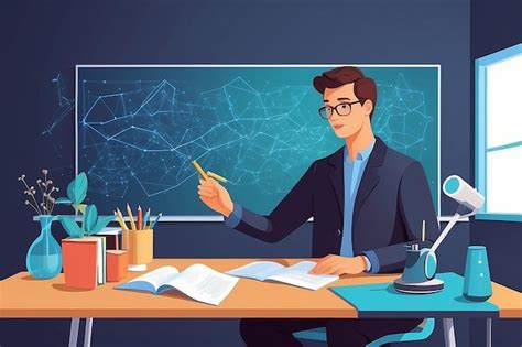 premium photo illustration of a teacher using ai algorithms for predictive modeling in science