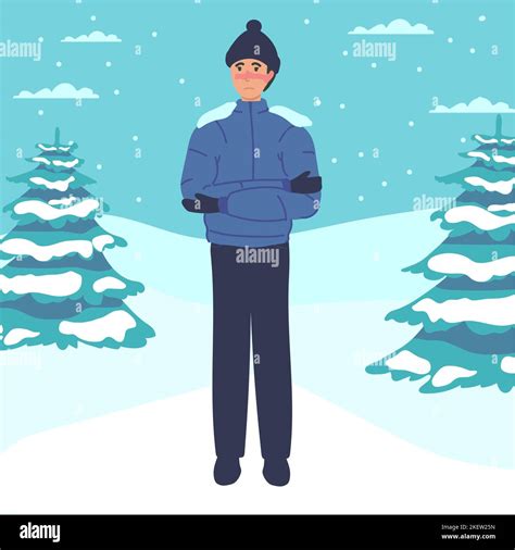 Man Froze Frostbite Concept Banner Cartoon Illustration Of Frostbite