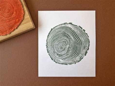 Wood Slice Tree Ring Rubber Stamp Timber Grain Texture Tree Trunk Log Stamper Botanical
