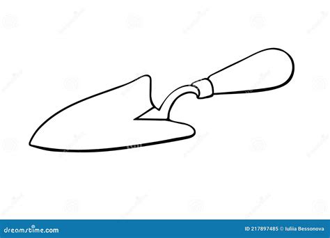 Vector Black Outline Of Garden Scoop Shovel For Earthworks Tool For