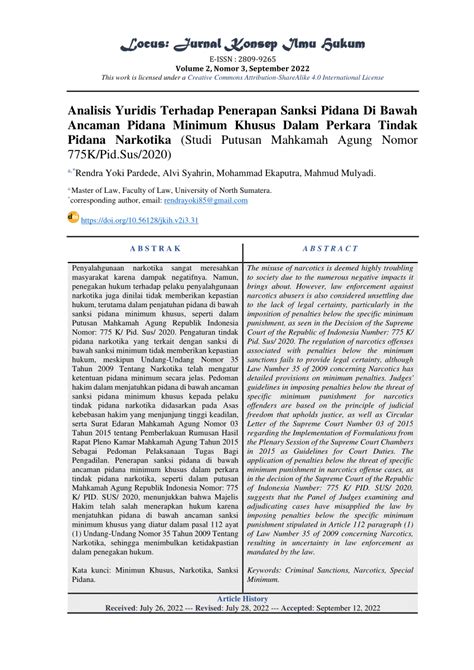 PDF Analisis Yuridis Terhadap Penerapan Sanksi Pidana Di Bawah Ancaman Pidana Minimum Khusus