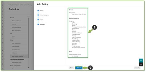 Defender Web Filter Policy Creation