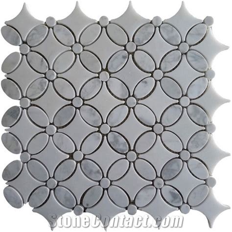 Bianco Carrara Marble And White Thassos Marble Hexagon Mosaic Tile From