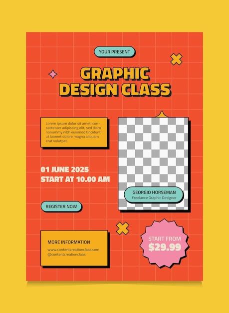 Premium Vector Retro Graphic Design Class Poster Template