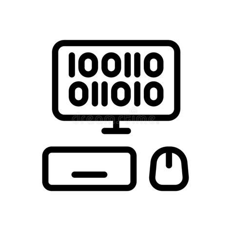 Binary File Coding System Vector Thin Line Icon Stock Vector - Illustration of number, black ...