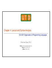 CS 4337 Ch04 Lexical And Syntax Analysis 2018 Pdf Chapter 4