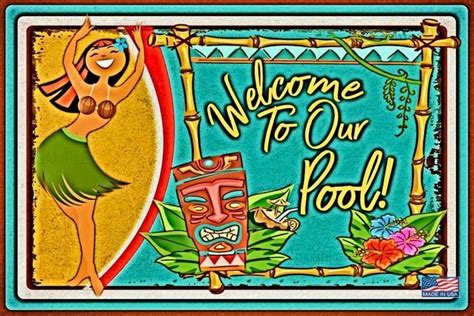 Welcome To Our Pool All Weather 8x12 Distressed Metal Sign Made In Usa