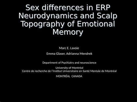 Pdf Sex Differences In Erp Neurodynamics And Scalp Topography Of
