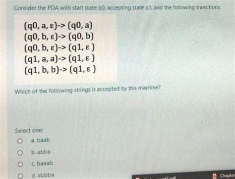 Solved Consider The Pda With Start State Go Accepting State