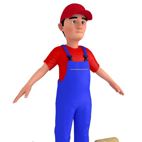 만화 페인트 노동자 3d 모델 179 Max Fbx Free3d