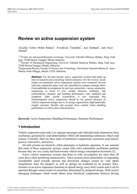 Pdf Review On Active Suspension System