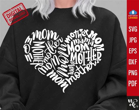 Mom Heart Svg Mama Heart Svg Love Mother Png Mother Day Svg Heart
