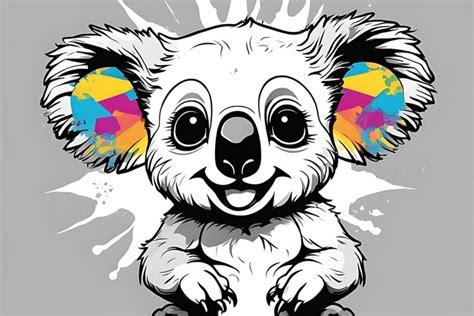 Página para colorir koala qualidade para impressãoqualidade de pôster em preto e branco Foto