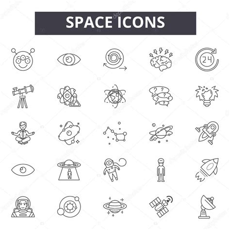 Iconos De Línea Espacial Signos Establecidos Vector Concepto De