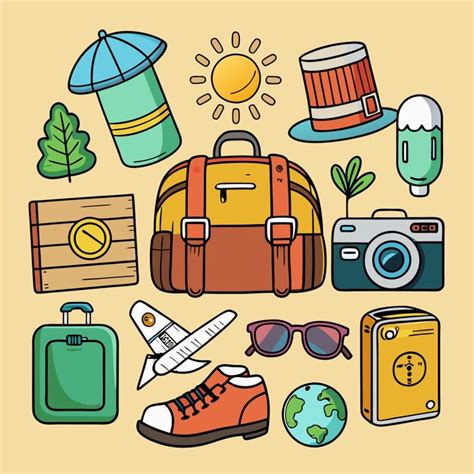 Travel Essentials Icons Vector Art Graphics Premium Ai Generated Vector