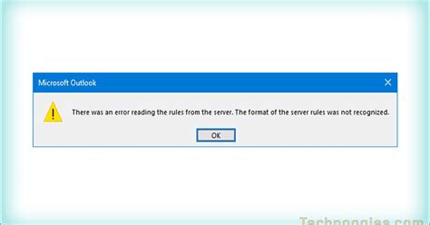 Outlook Error Reading The Rules From The Server