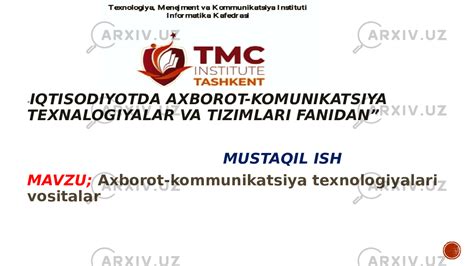 Axborot Kommunikatsiya Texnologiyalari Vositalar Информатика и ИТ Презентации