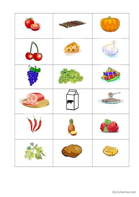 Еда продукты овощи и фрукты игра ло… Pусский РКИ Pабочие листы пдф и док