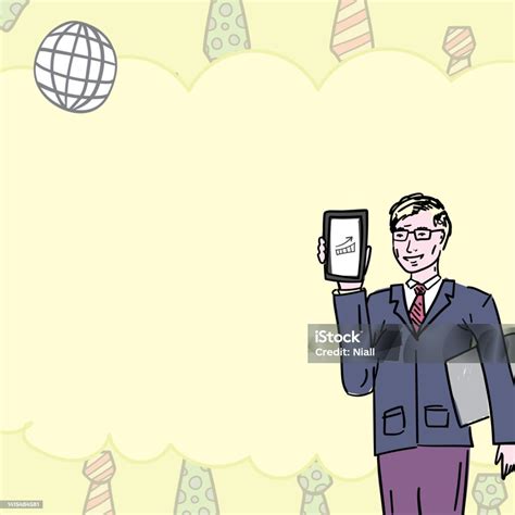 사무실 유니폼 들고 전화 새로운 아이디어를 제시하는 사업가 손과 클립 보드에 핸드폰을 가지고있는 정장을 입은 임원 배경에 넥타이와 텍스트를위한 공간 개념에 대한 스톡 벡터