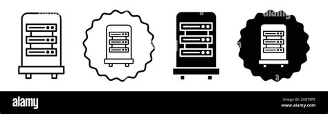 Server rack icon logo sign vector outline in black and white color ...