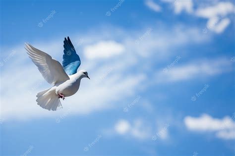 Fundo Do Céu Azul Com Pomba Símbolo Da Paz Ilustração Generative Ai