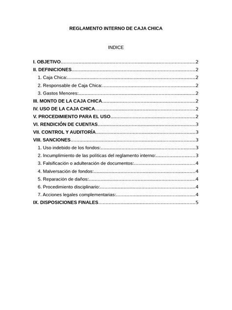 Reglamento Interno De Caja Chica Copia 5 Pdf