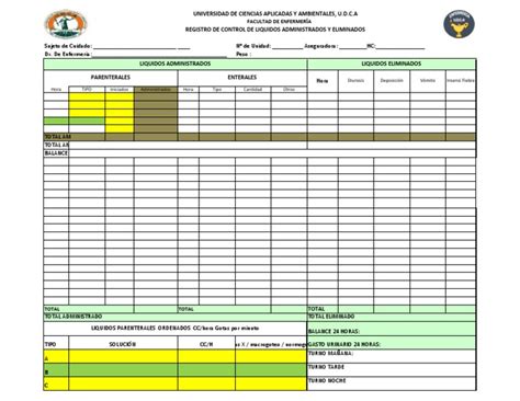 Hoja Control De Líquidos Pdf