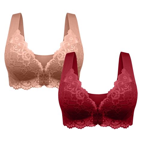 Aofany Plus Size Bras For Women Front Closure Wire Free Underwear Push