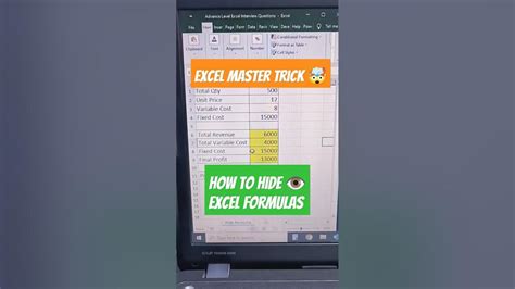 How To Hide Excel Formulas 👁️ Excel Master Trick Exceltutorial