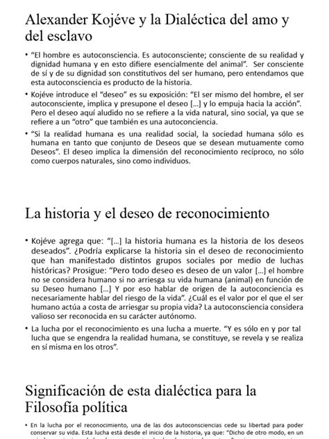 Alexander Kojéve Y La Dialéctica Del Amo Y Pdf Dialéctico Esclavitud