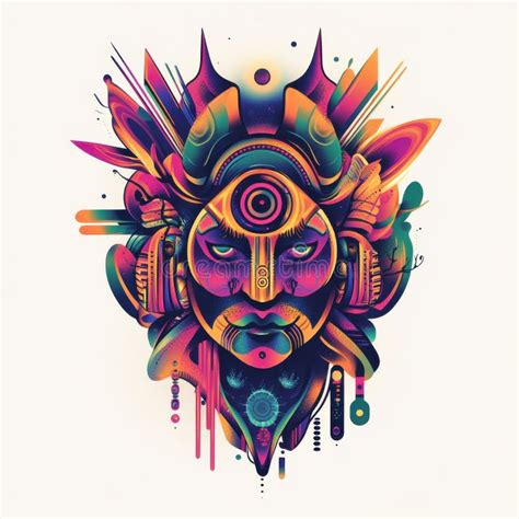 Bold Psychedelic Tattoo Illustration Of A Vibrant Character Design