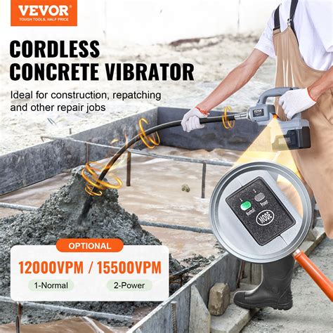 Vevor Cordless Concrete Vibrator 5 6 Ft Electric Vibrator 15500 Vpm