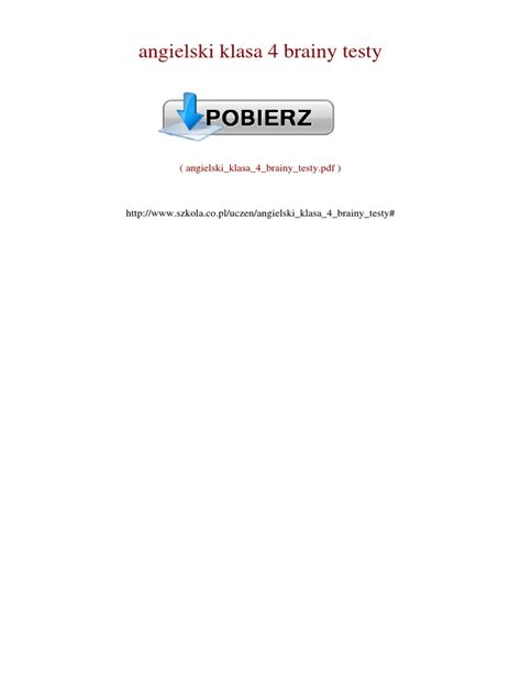 Angielski Klasa 4 Brainy Testy Pdf