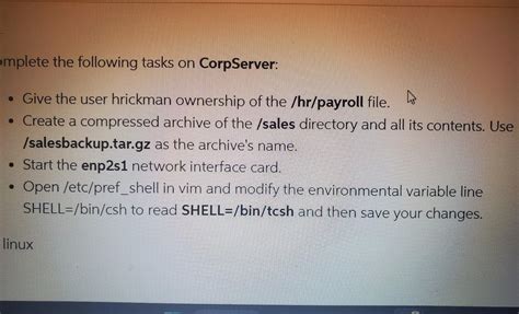 Solved Mplete The Following Tasks On Corpserver