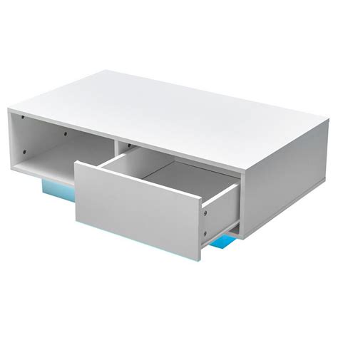 Costway Couchtisch Mit 20 Farben Led Beleuchtung Fernbedienung Schublade