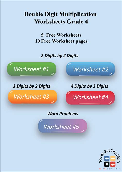 5 Free Double Digit Multiplication Worksheets Grade 4