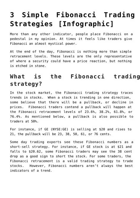 Pdf 3 Simple Fibonacci Trading Strategies Infographic Dokumentips