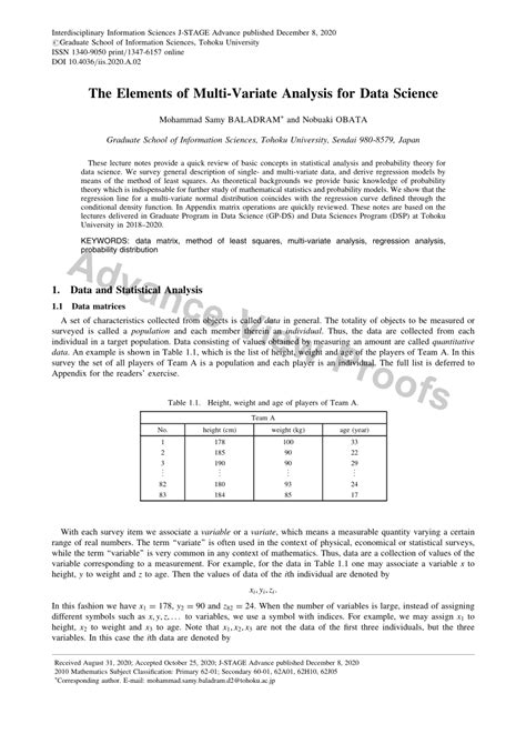 Pdf The Elements Of Multi Variate Analysis For Data Science