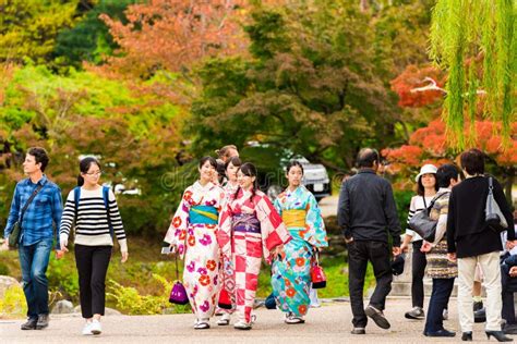 Kyoto Japan November 7 2017 Group Of Girls In A Kimono On A City
