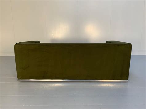 Pair Of Cassina 180 Blox 25 Seat Sofas In Green Moleskin For Sale